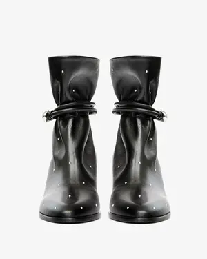 Isabel Marant Étoile Leather Studded Pointed Toe Ankle Boots