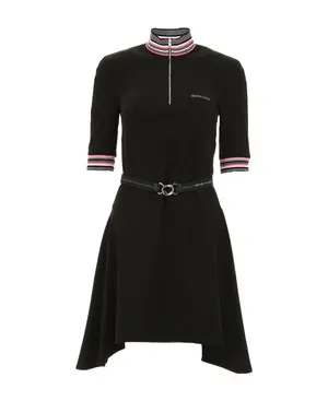 Prada Short-sleeved High-collar Sports Dress With Zipper