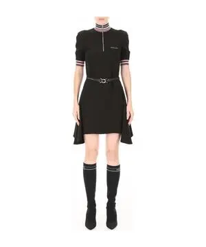 Prada Short-sleeved High-collar Sports Dress With Zipper