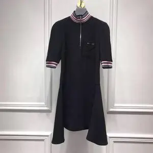 Prada Short-sleeved High-collar Sports Dress With Zipper