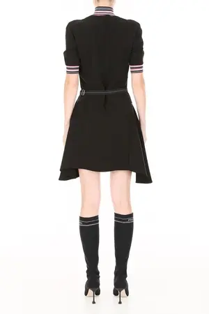 Prada Short-sleeved High-collar Sports Dress With Zipper