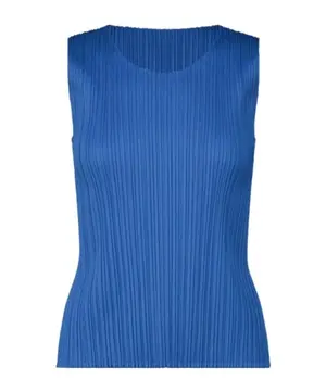 Issey Miyake Pleats Please By Issey Miyake Sleeveless Crewneck Top Blue