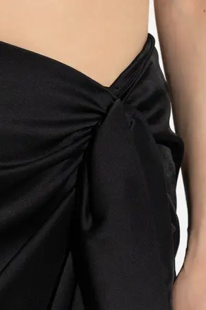 Stella McCartney Gathered Satin Midi Skirt - Black