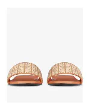 Givenchy 4g Embroidered Raffia Flat Sandals