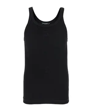 Dolce & Gabbana Logo Embroidered Tank Top - Black