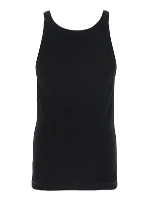 Dolce & Gabbana Logo Embroidered Tank Top - Black