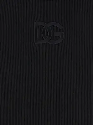 Dolce & Gabbana Logo Embroidered Tank Top - Black