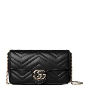 Gucci Gg Marmont Mini Shoulder Bag With Detachable Card Holder - Black