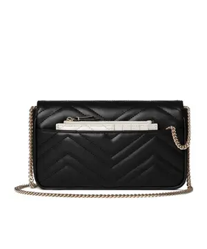 Gucci Gg Marmont Mini Shoulder Bag With Detachable Card Holder - Black