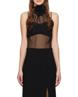 Dolce & Gabbana Chiffon Top With Floral Embellishment