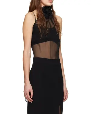 Dolce & Gabbana Chiffon Top With Floral Embellishment