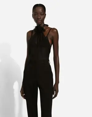 Dolce & Gabbana Chiffon Top With Floral Embellishment