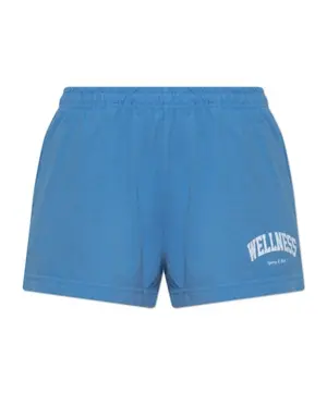 SPORTY  RICH Sporty & Rich Elastic Waist Shorts With Logo - Blue