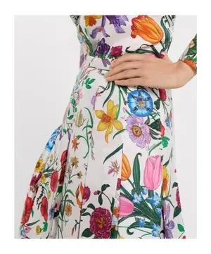 Gucci Pleated Floral Print Midi Skirt