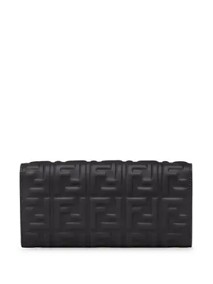 Fendi Ff Motif Baguette Continental Chain-linked Wallet - Black