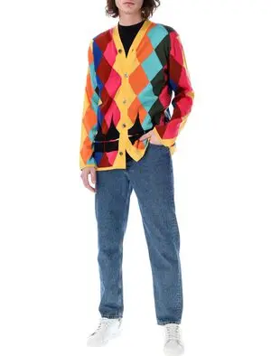 Comme Des Garçons Cardigan With Diamond Print - Multicolor