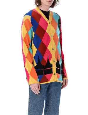 Comme Des Garçons Cardigan With Diamond Print - Multicolor