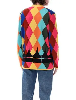 Comme Des Garçons Cardigan With Diamond Print - Multicolor