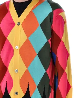Comme Des Garçons Cardigan With Diamond Print - Multicolor