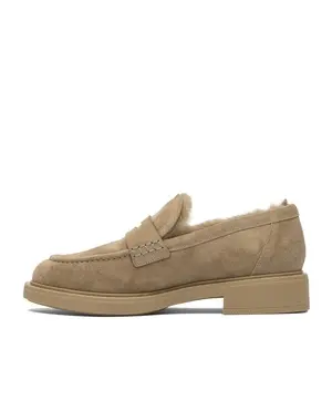 GIANVITO ROSSI Suede Round Toe Loafers - Brown