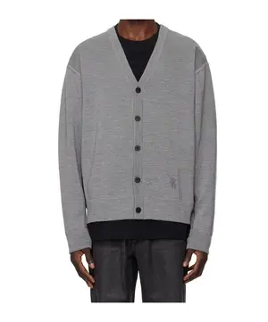 WOOYOUNGMI Rib Knitted Y-neck Cardigan - Gray
