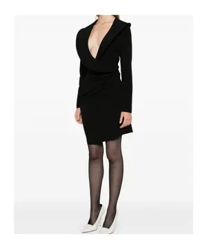 Magda Butrym Long-sleeved Dress With V-neck And Sculpted Ruffles