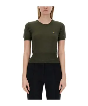 VIVIENNE WESTWOOD Orb Embroidered Knit Top - Black