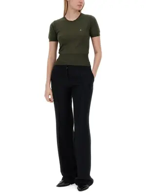 VIVIENNE WESTWOOD Orb Embroidered Knit Top - Black