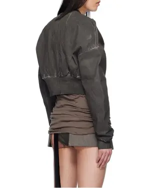 Rick Owens Cropped Zip Bomber Jacket - Grey