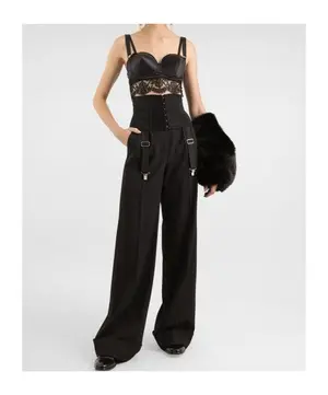 Dolce & Gabbana Wide-leg Horn Slacks - Black
