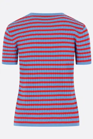 Valentino Garavani Striped Ribbed Crewneck Jumper - Blue