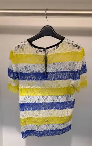 Sportmax Striped Lace Short Sleeve T-shirt - Nude