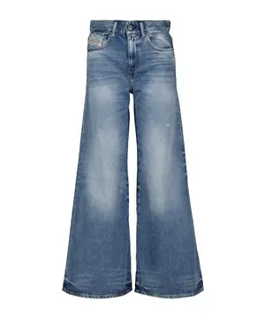 DIESEL® Wide-leg Distressed Jeans - Blue