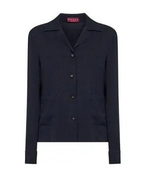Gucci Gucci Collared Long-Sleeve Shirt Dark Blue
