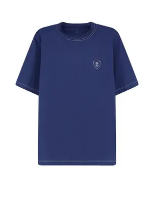 Brunello Cucinelli Comfort Nylon Crew Neck T-shirt With Logo - Blue