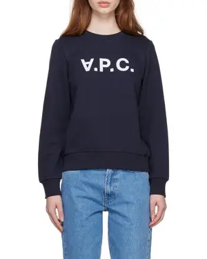 A.p.c. Flocked Logo Crewneck Sweatshirt - Black