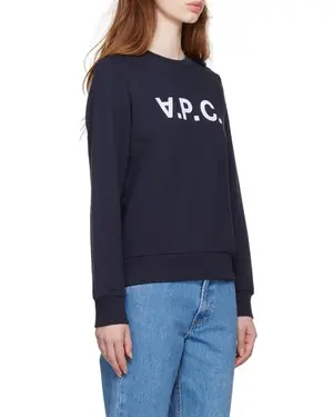 A.p.c. Flocked Logo Crewneck Sweatshirt - Black