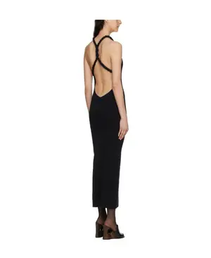 DION LEE Ribbed Knit Halterneck Dress