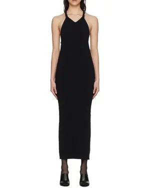 DION LEE Ribbed Knit Halterneck Dress
