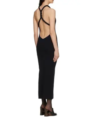 DION LEE Ribbed Knit Halterneck Dress