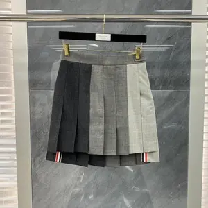Thom Browne Rwb Striped Pleated Mini Skirt - No