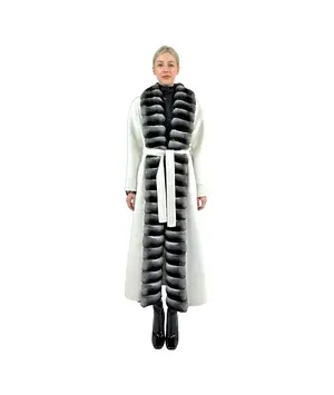 LISKA Lace-up Coat With Fur Trim