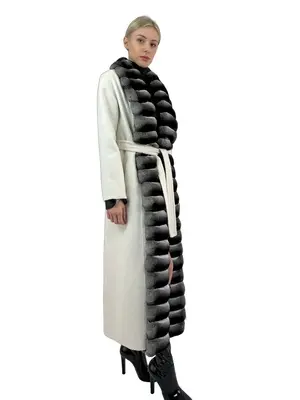LISKA Lace-up Coat With Fur Trim