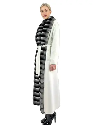 LISKA Lace-up Coat With Fur Trim