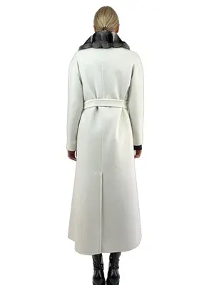 LISKA Lace-up Coat With Fur Trim