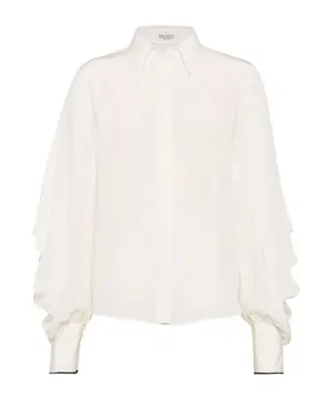 Brunello Cucinelli Silk Shirt With Lapel Collar