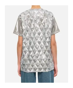 Junya Watanabe Short-sleeve Crewneck T-shirt With Sequined Detailing - Gray