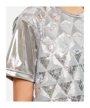 Junya Watanabe Short-sleeve Crewneck T-shirt With Sequined Detailing - Gray