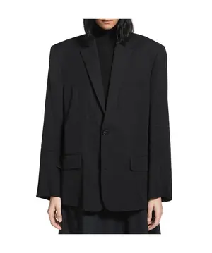 Balenciaga Single-breasted Blazer With Cut-out Lapel - Black