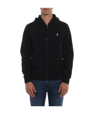 Polo Ralph Lauren Zip-up Hooded Jacket With Embroidered Logo - Black